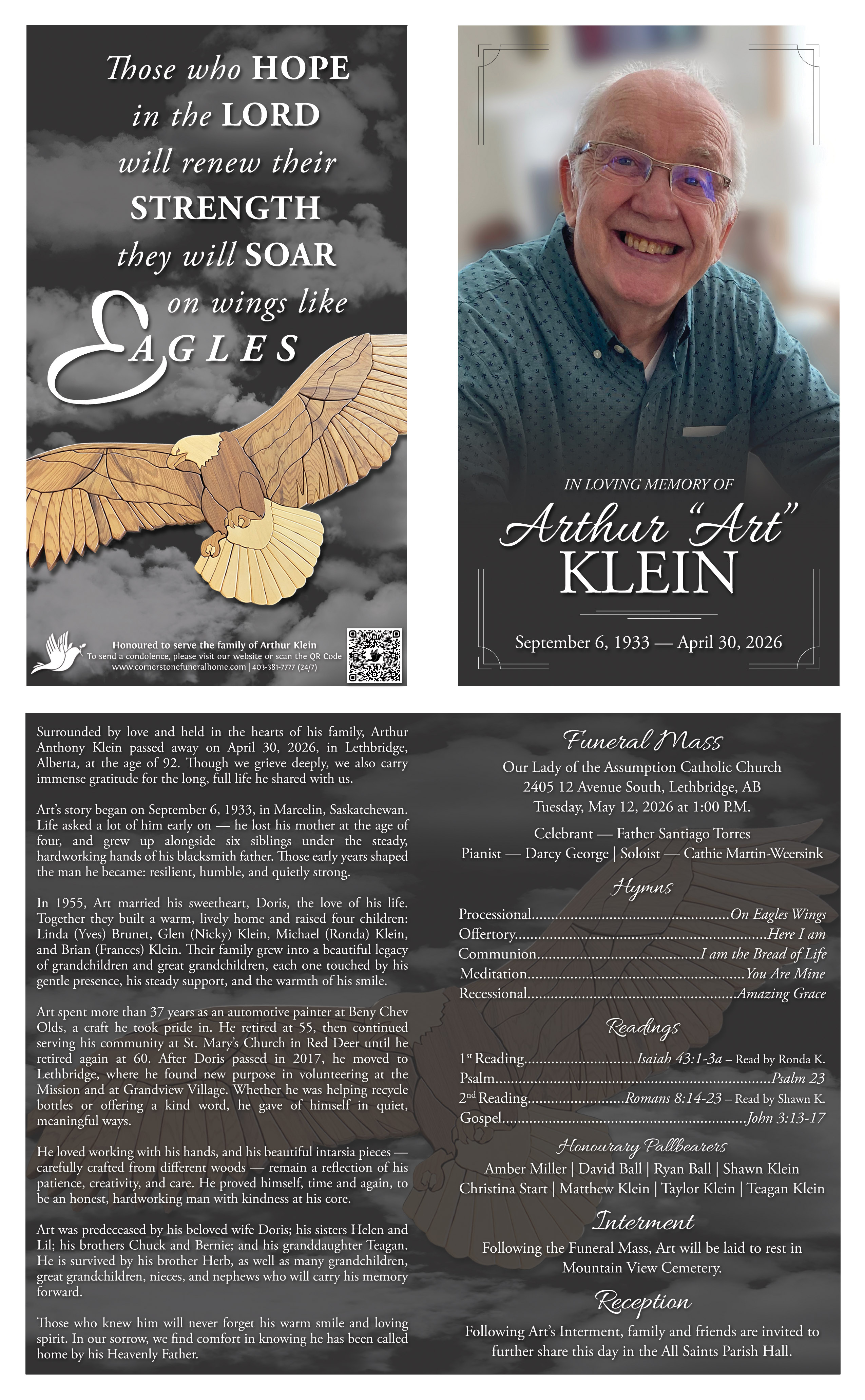 Arthur "Art" Anthony Klein — Obituary | Cornerstone Funeral Home Lethbridge